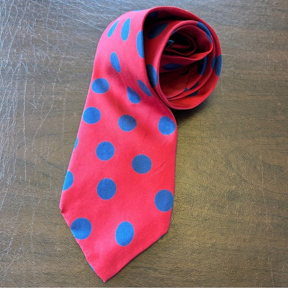 Perry Ellis | Accessories | Perry Ellis Red With Blue Polka Dots Silk ...